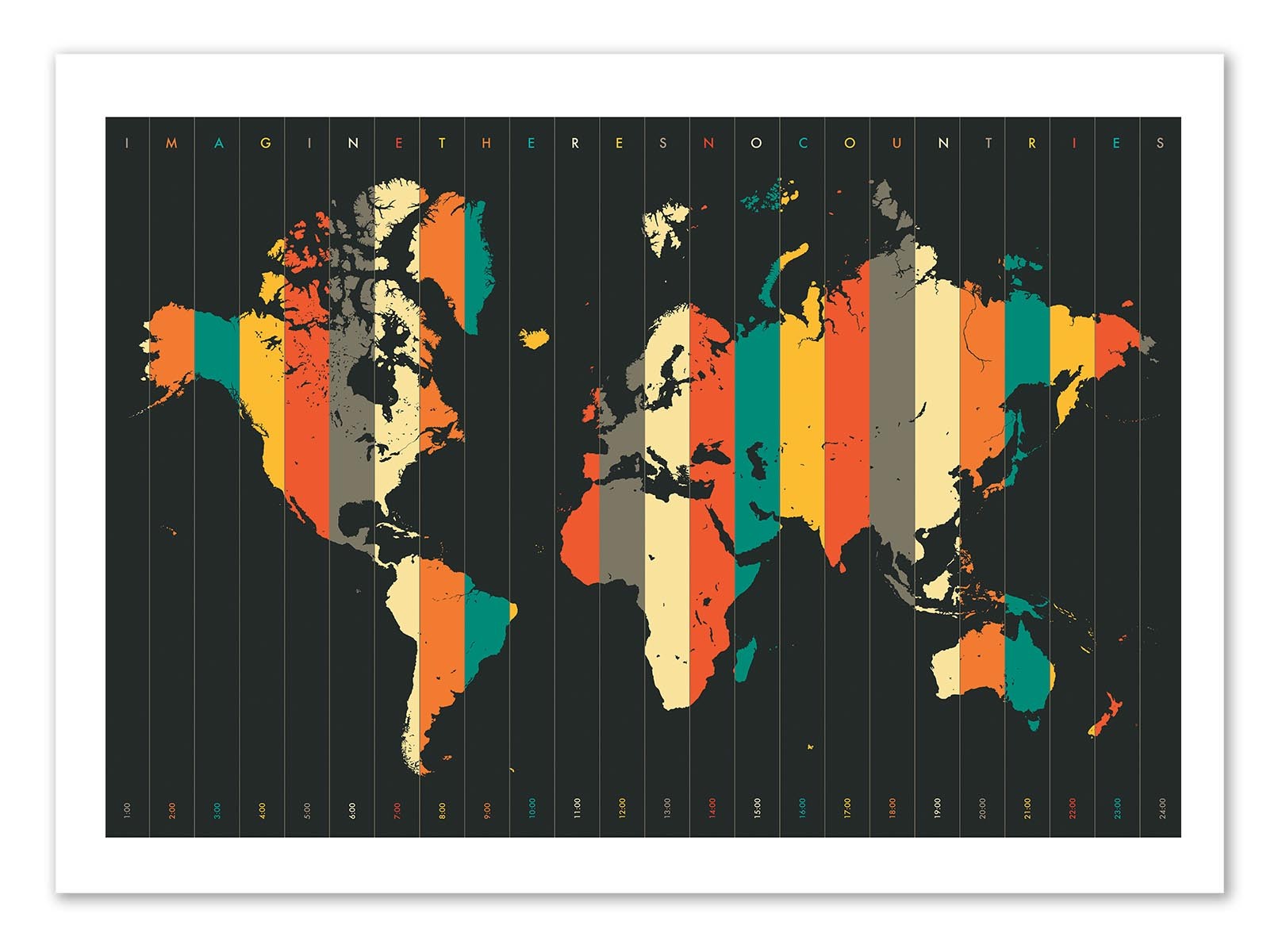 Art Poster - Time zones part 2 - Jazzberry Blue – Alameda Vintage Decor